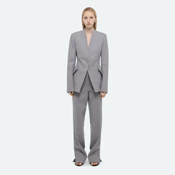 Helmut Lang Shawl Apex Blazer - Lt Grey Melange | Editorialist